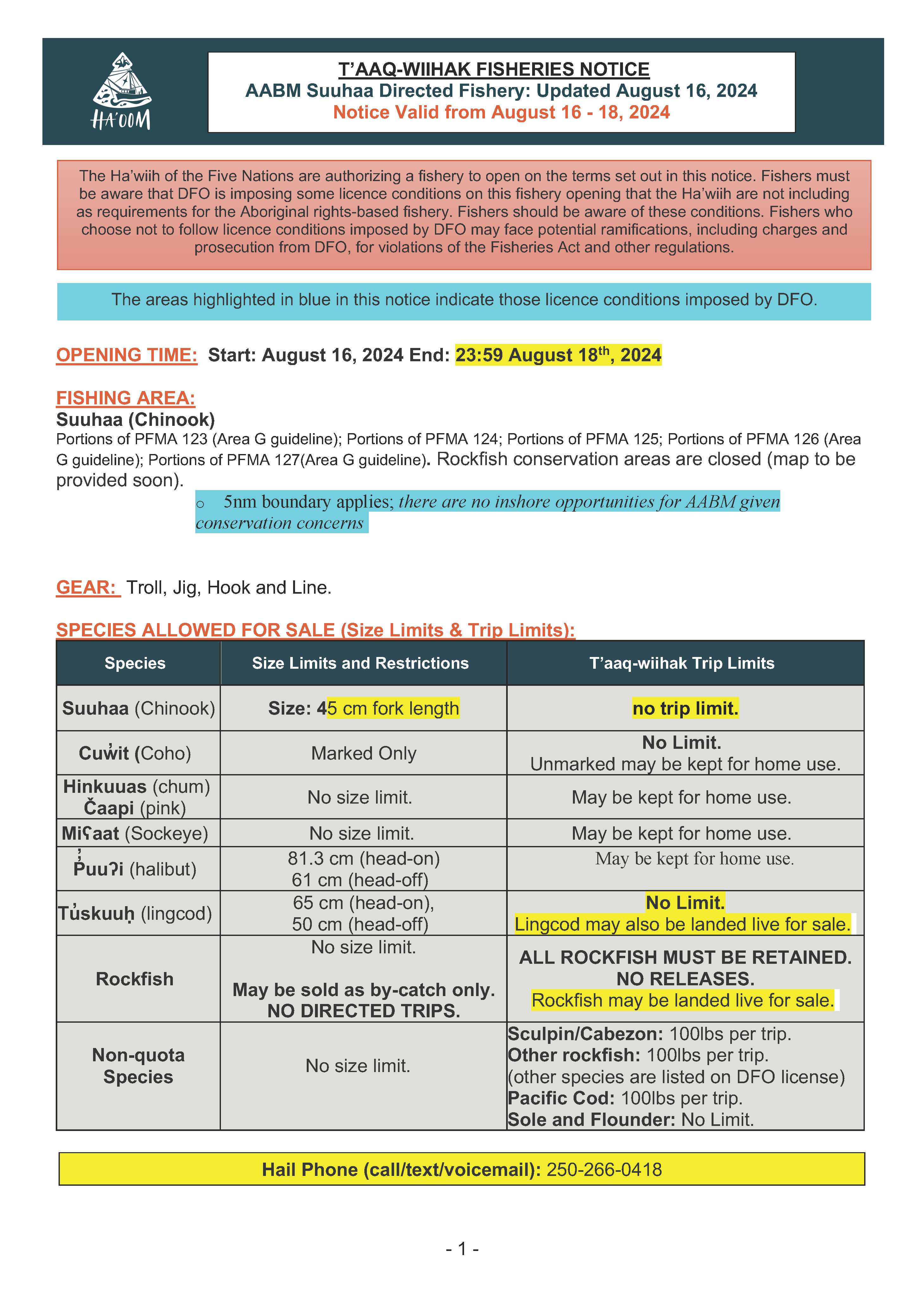 Suuhaa Directed Fishery | Ha'oom Fisheries Society